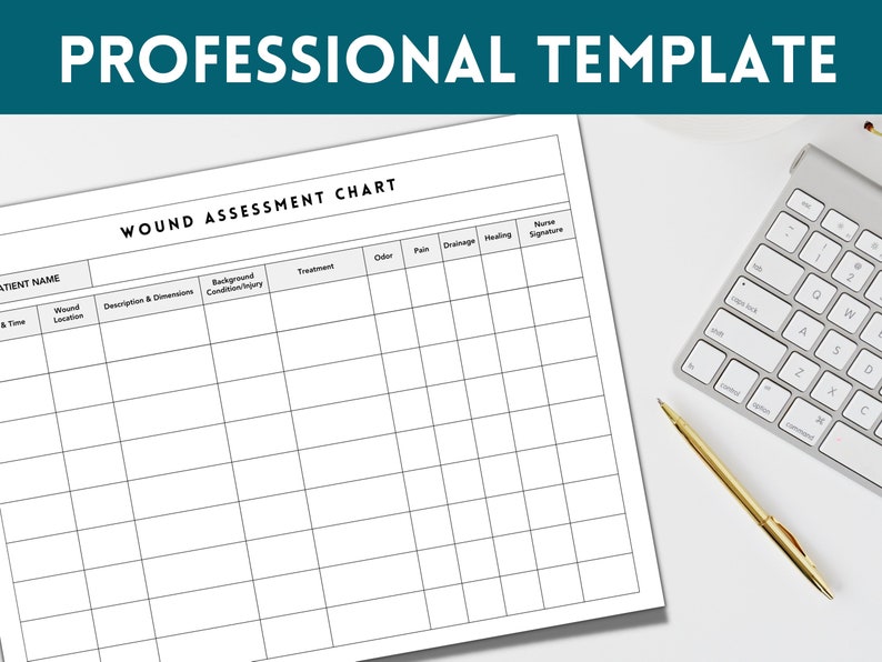 Wound Assessment Chart, Wound Management Chart for Nurses, Wound Chart ...