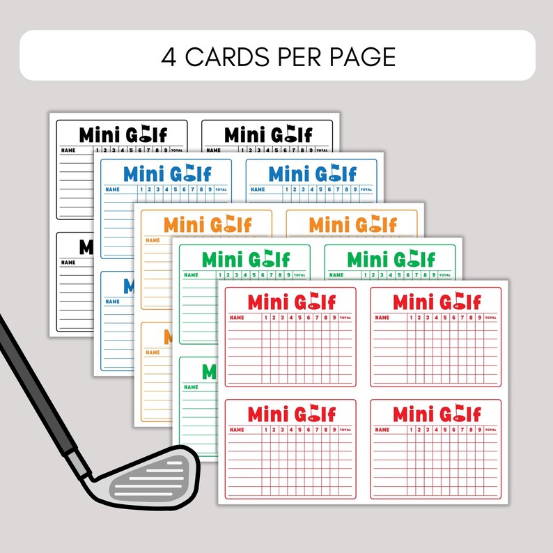 Printable Mini Golf Score Card, Mini Golf Putt Putt Party Score Sheet ...