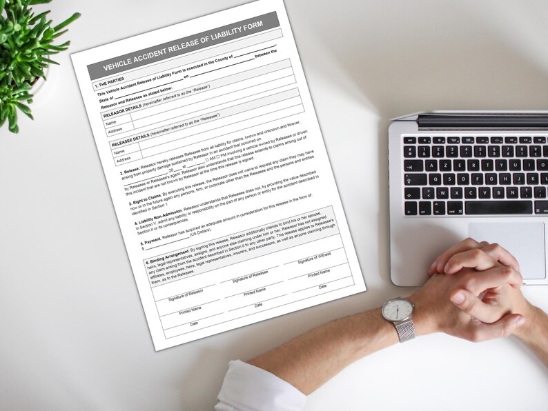 Car Accident Release of Liability Template, Vehicle Accident Release of ...