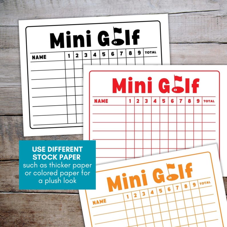 Printable Mini Golf Score Card, Mini Golf Putt Putt Party Score Sheet ...