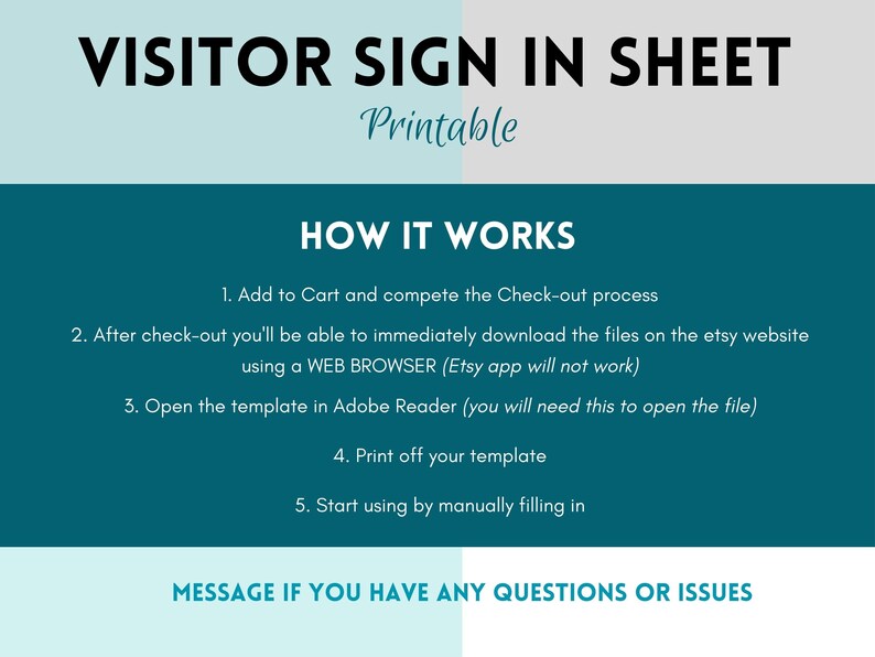 Printable Visitor Log, Visitor Sign in / Sign Out Sheet, Visitation Log ...