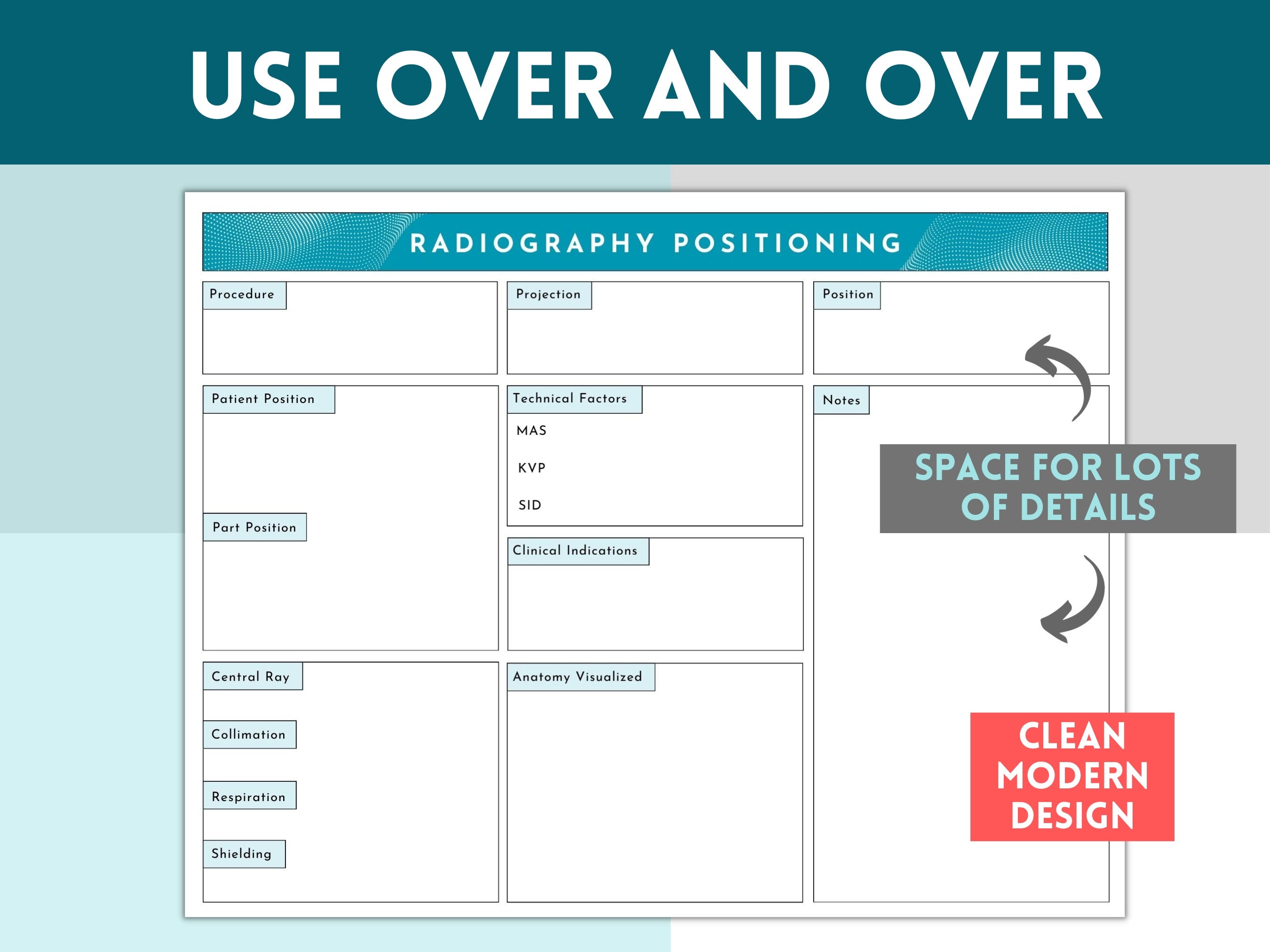 Radiography Positioning and Procedures Notes Template, Radiology ...