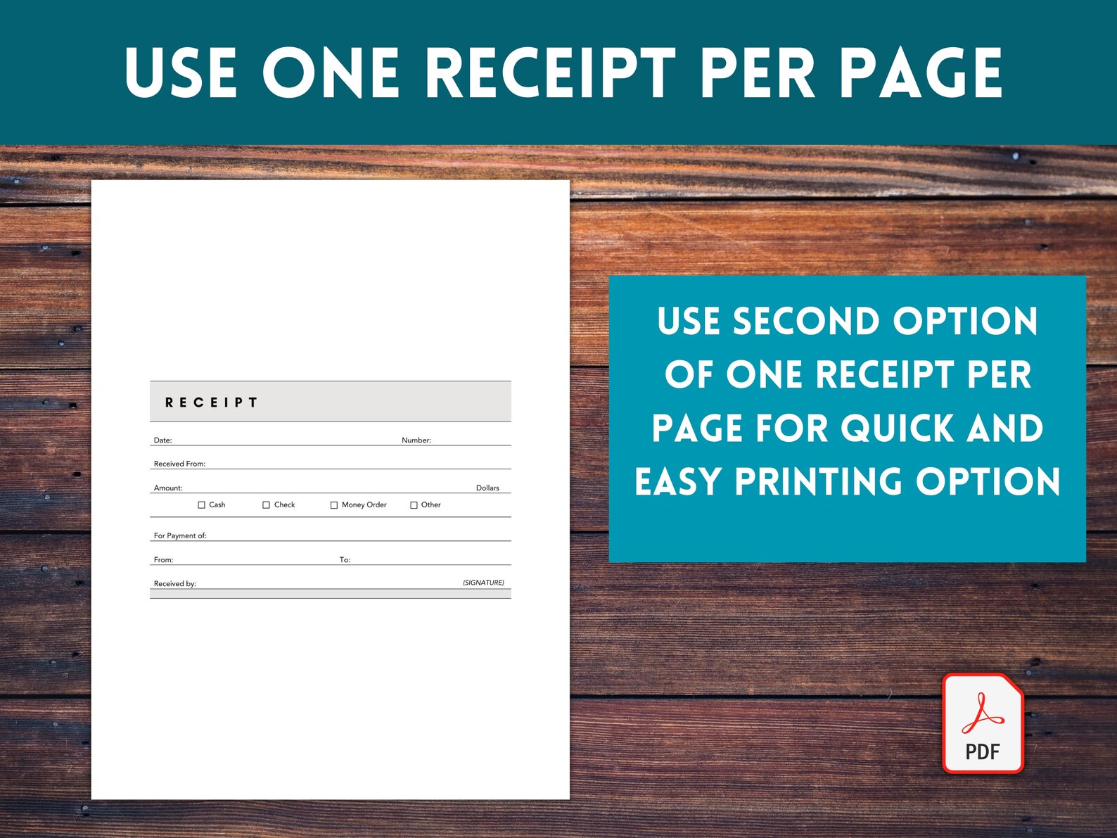 Simple Printable Receipt Form, Small Business Receipt, Sales Receipt ...