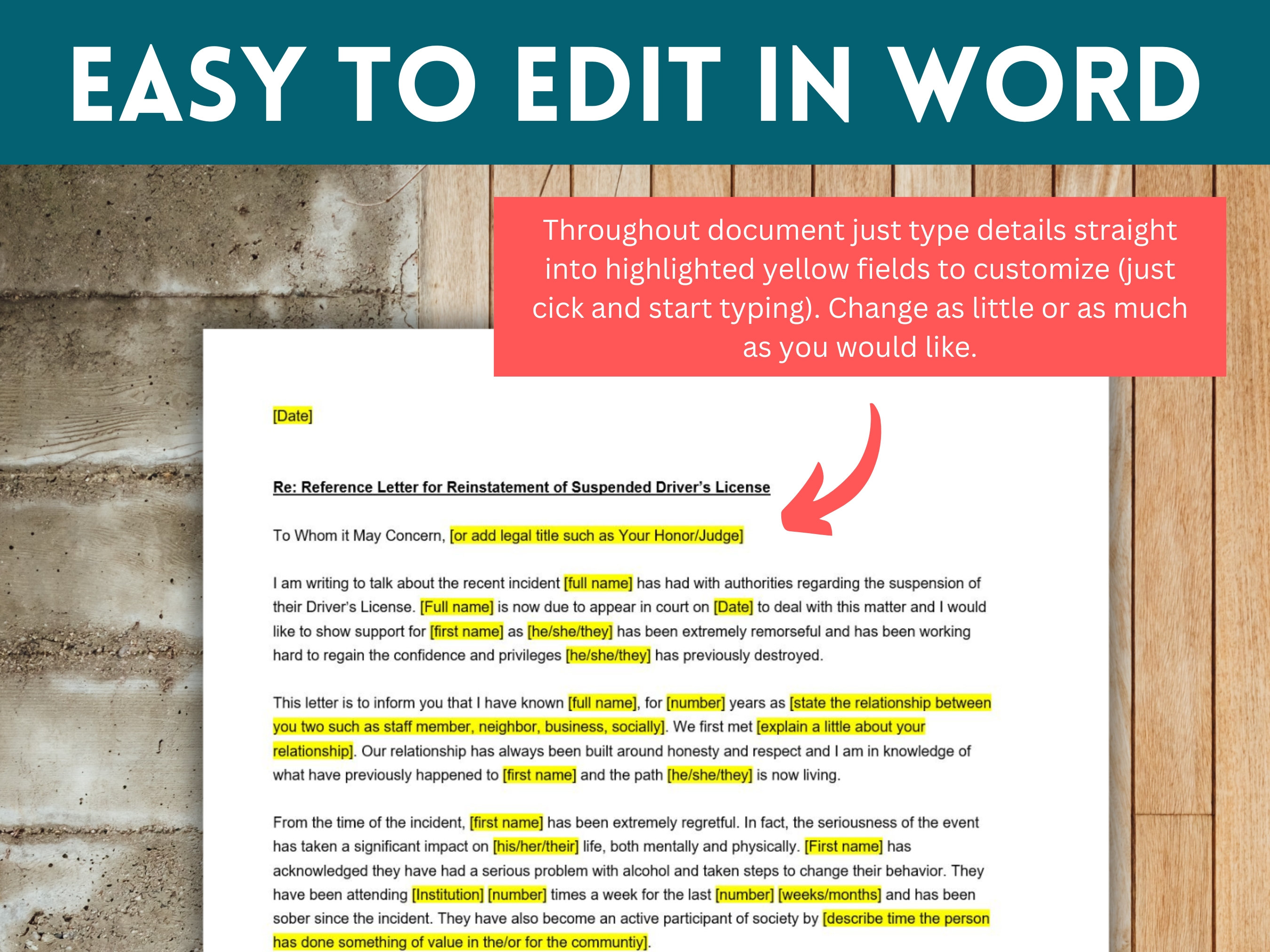 Character Reference Letter to Restore Drivers License, Court Character ...