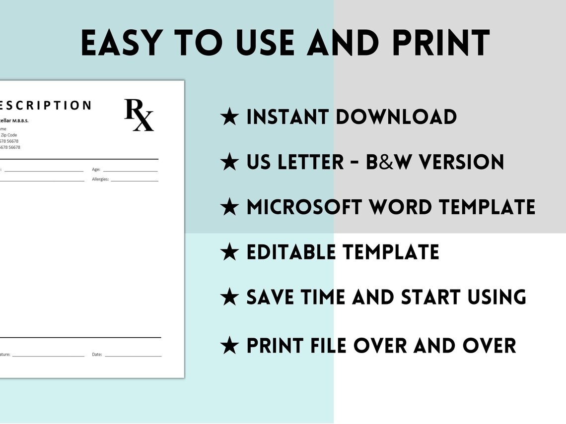 Prescription Pad Template, Rx Prescription Notepad Template ...