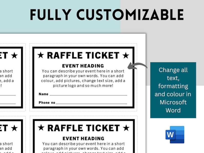 Printable Editable Raffle Ticket, Enter to Win Printable Ticket, Word ...