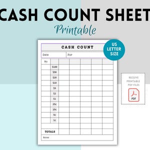 Cash Breakdown Count Sheet, Cash Breakdown Slip, Cash Withdrawal Slip ...