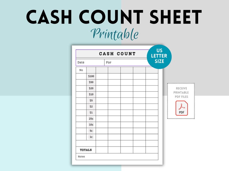Cash Breakdown Count Sheet, Cash Breakdown Slip, Cash Withdrawal Slip ...