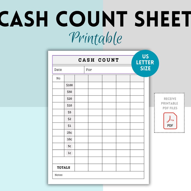 Cash Drawer Count Sheet - Etsy