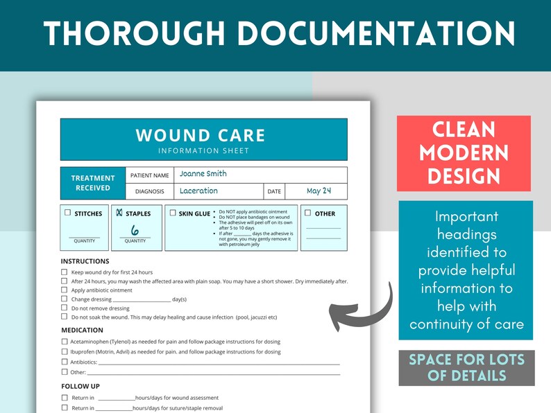 Wound Care Patient Information Sheet, Doctors Notes, Wound After Care ...