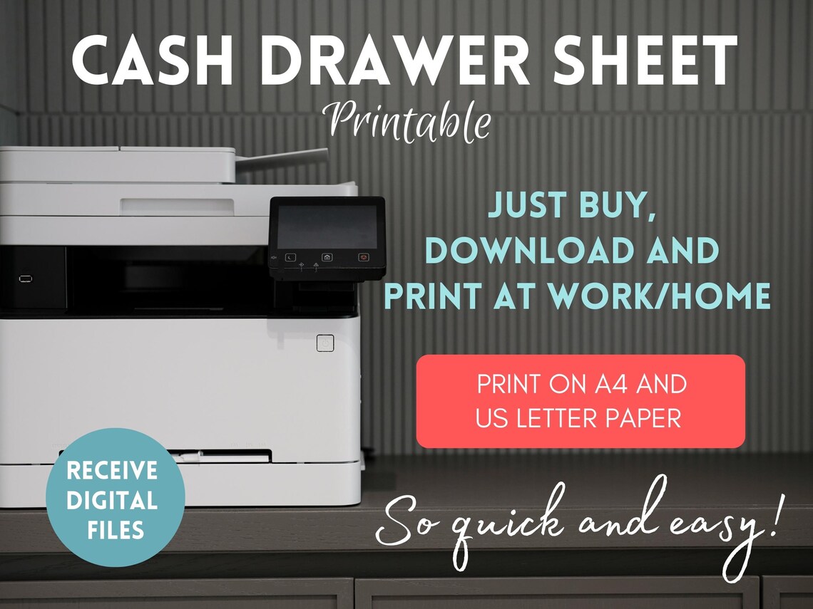 Cash Drawer Sheet, Register Balance Sheet, Cash Breakdown, Opening ...