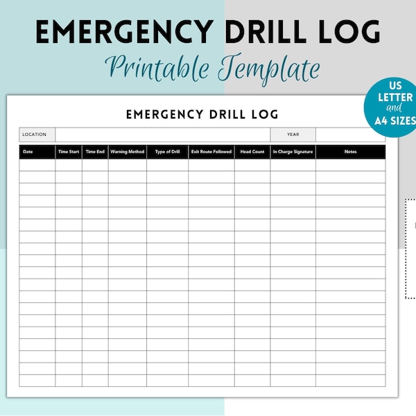 Fire Drill Log - Etsy