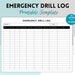 Printable Emergency Drill Log, Emergency Drill Record, Fire Drill Log ...
