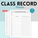 Printable Class Record Checklist, Class Attendance, Class Record, Class ...