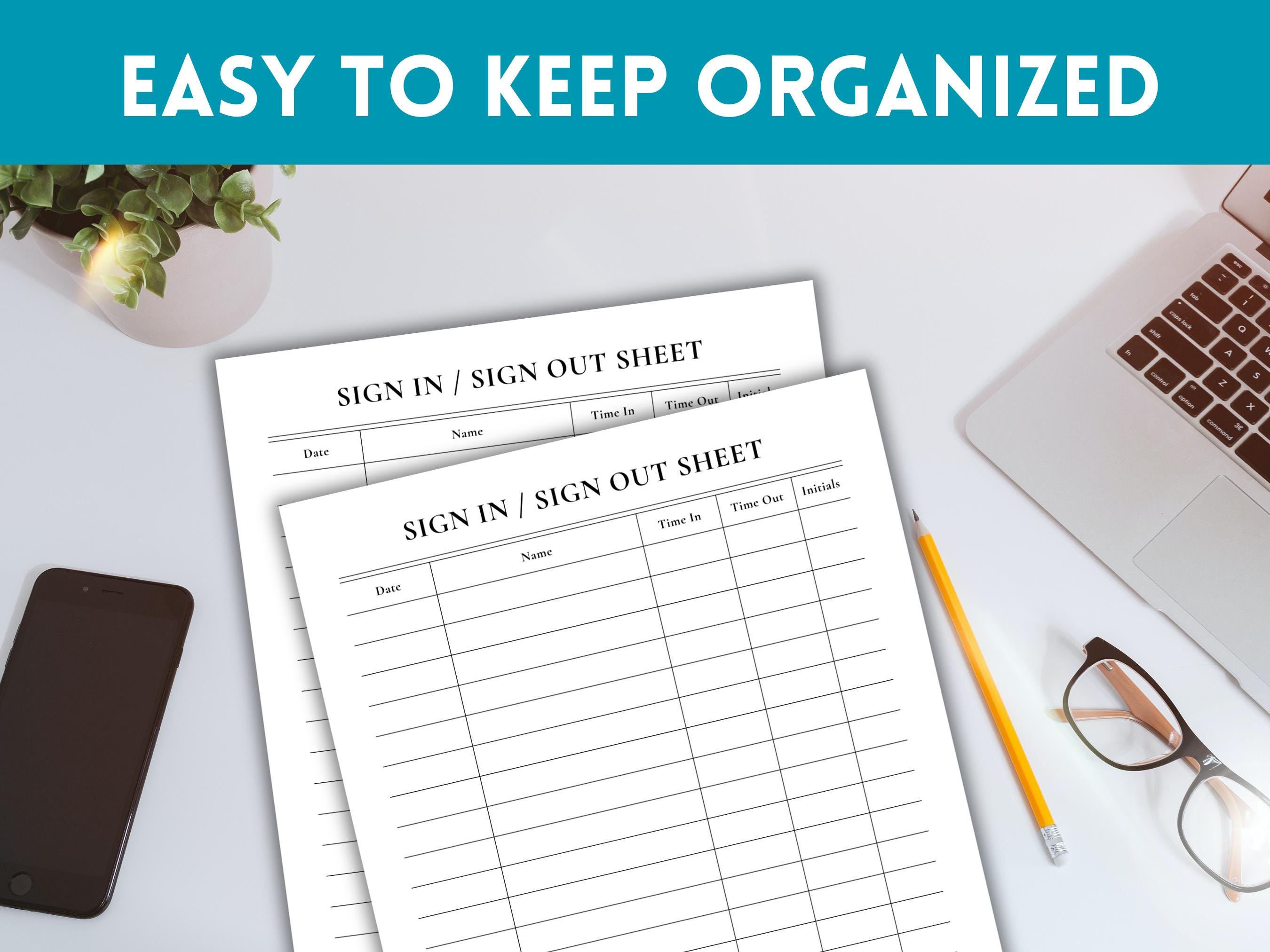 Sign in and Sign Out Sheet, Time in and Time Out Sheet Template ...