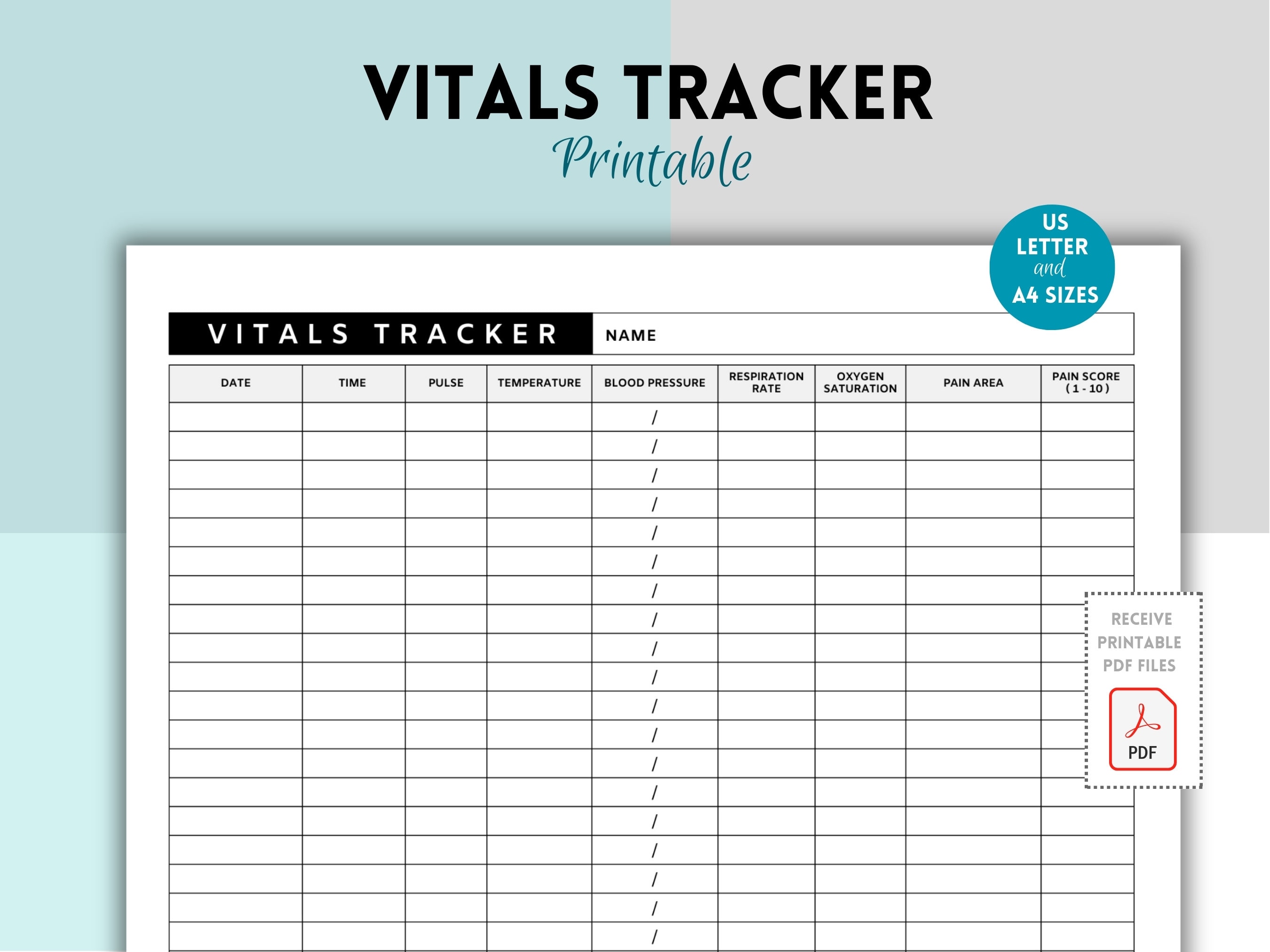 Vitals Tracker Chart, Vitals Sign Sheet, Vitals Signs Log, Medical ...