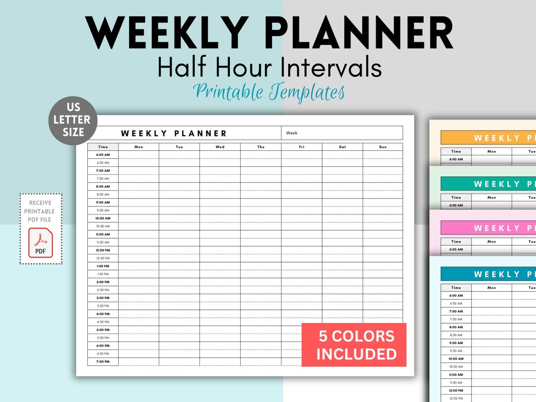 Half-hour Timeblocking Planner, Half Hour Time Blocking Planner, 30 ...