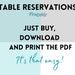 Printable Table Reservation List Restaurant Table Reservation - Etsy
