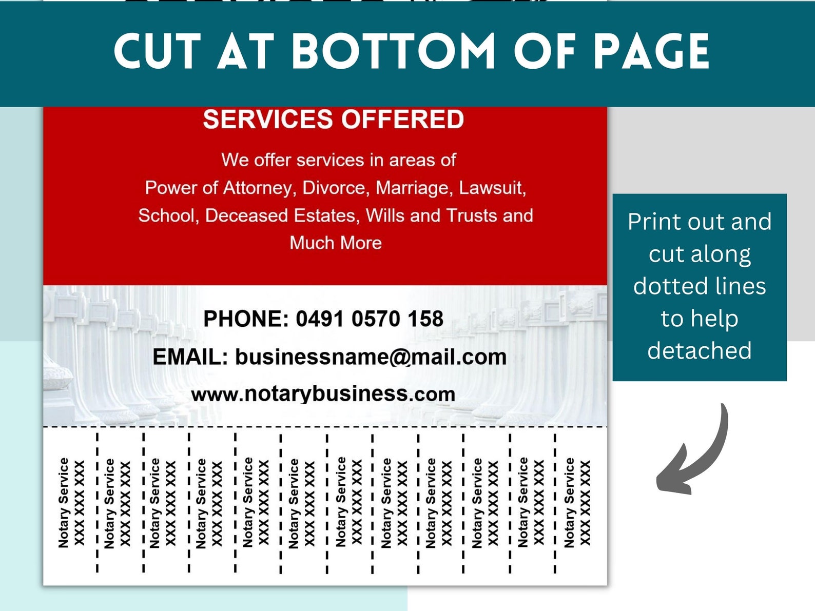 Editable Notary Services Tear-off Flyer, Flyer Template, Notary ...
