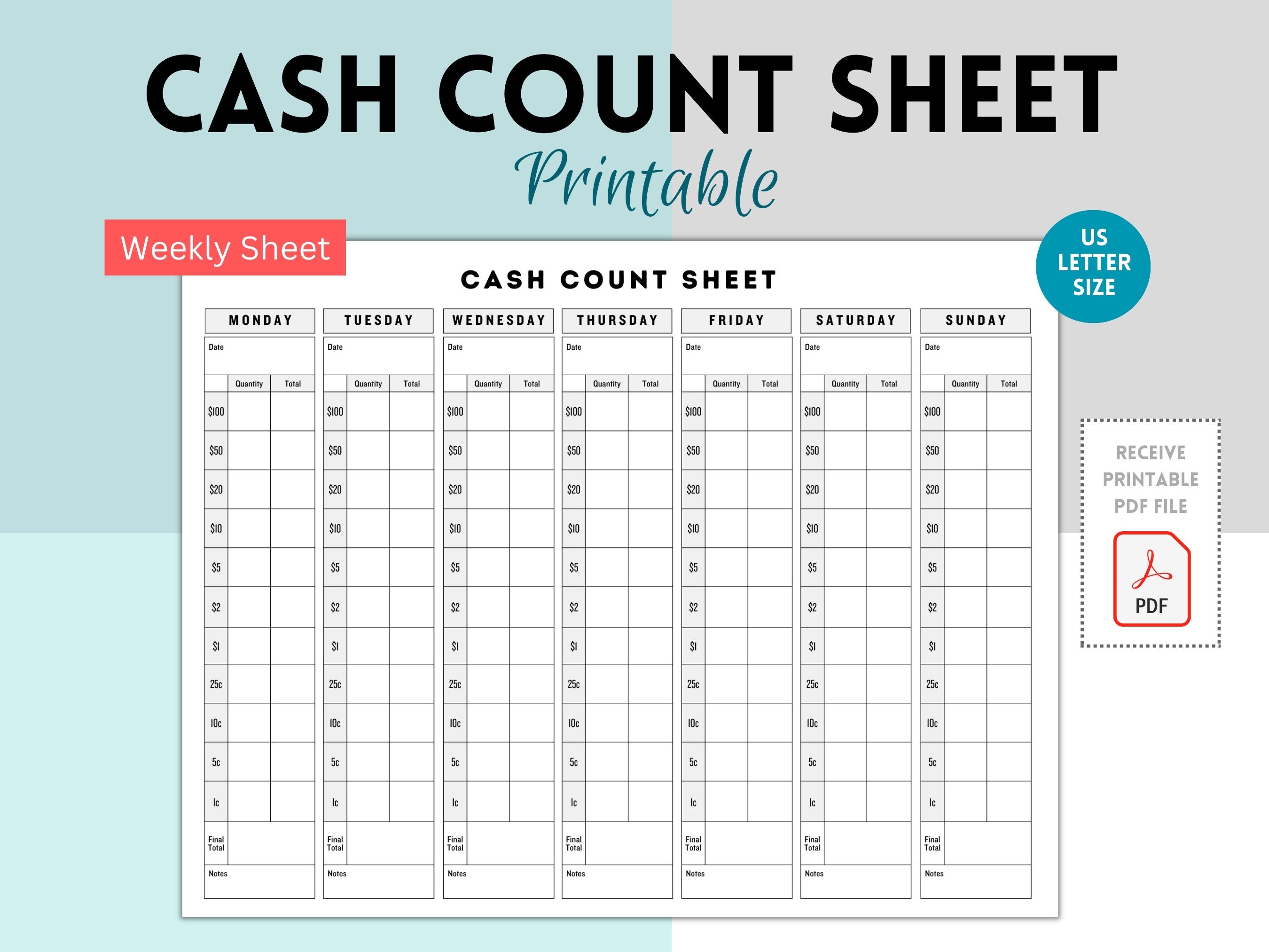 Money Count Sheet Money URBrainy.com