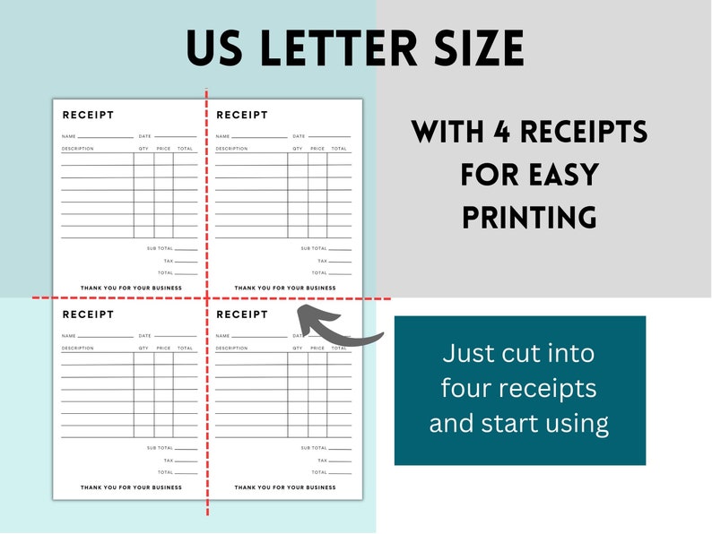 Printable Business Receipt Form, Small Business Receipt, Sales Receipt ...