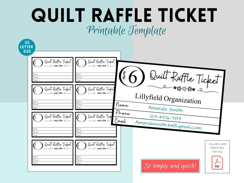 Editable Quilt Raffle Ticket, Ticket Printable, Editable Quilting ...