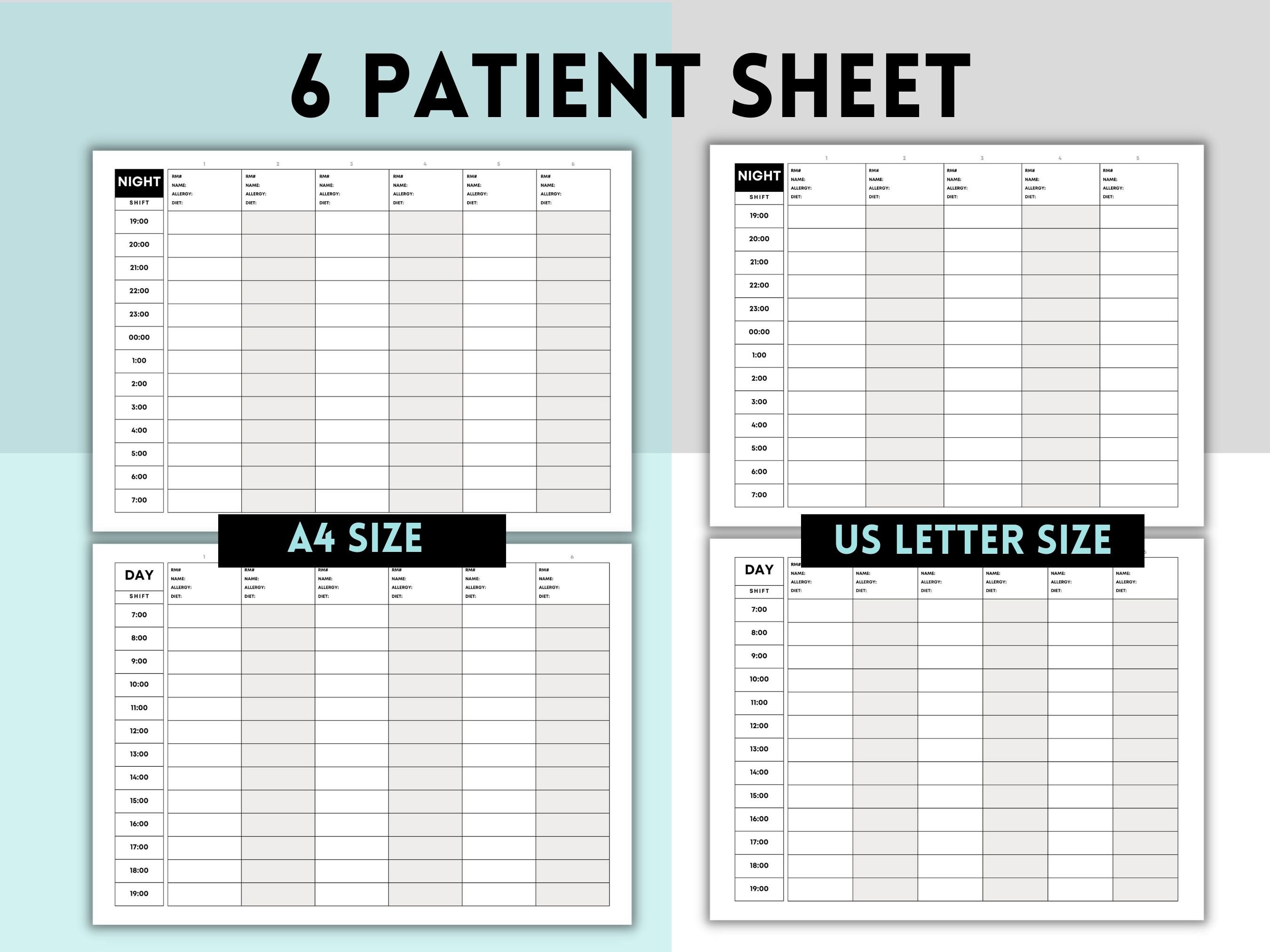 Nurse Hourly Shift Schedule, 3,4,5,6 Patient Medication, Nursing Shift ...