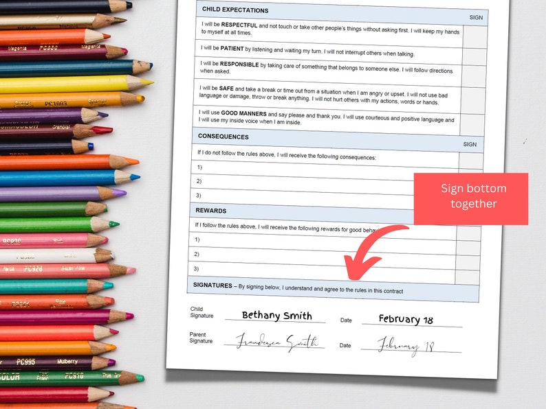 Self Control Contract, Child Behavior Contract, Children Actions and ...
