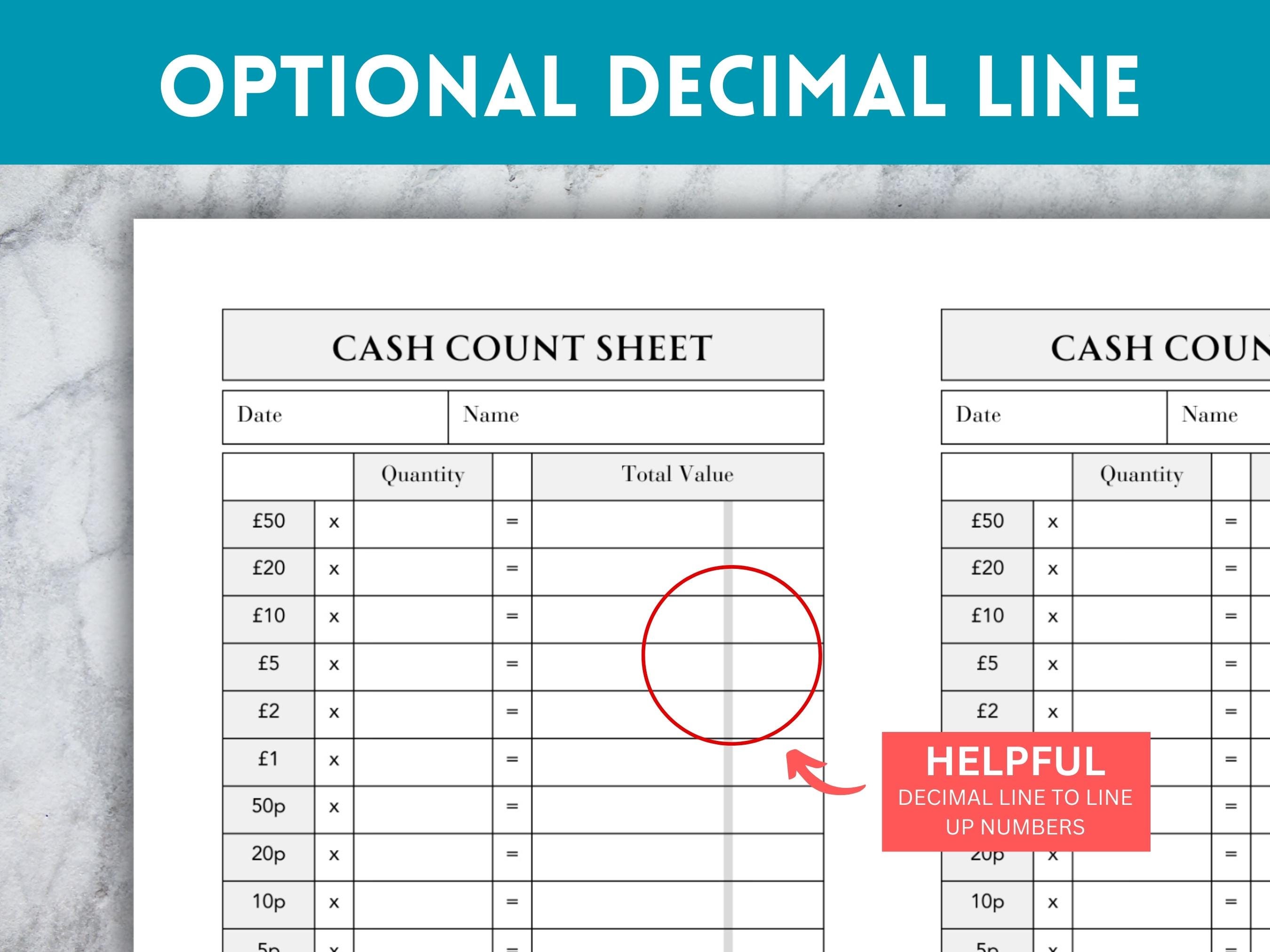 UK Cash Breakdown, Count Sheet, Cash Breakdown Slip PDF, Cash ...