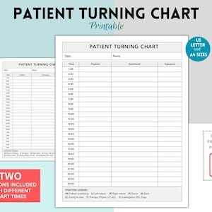 Patient Positioning and Turn Chart, Patient Repositioning Chart ...