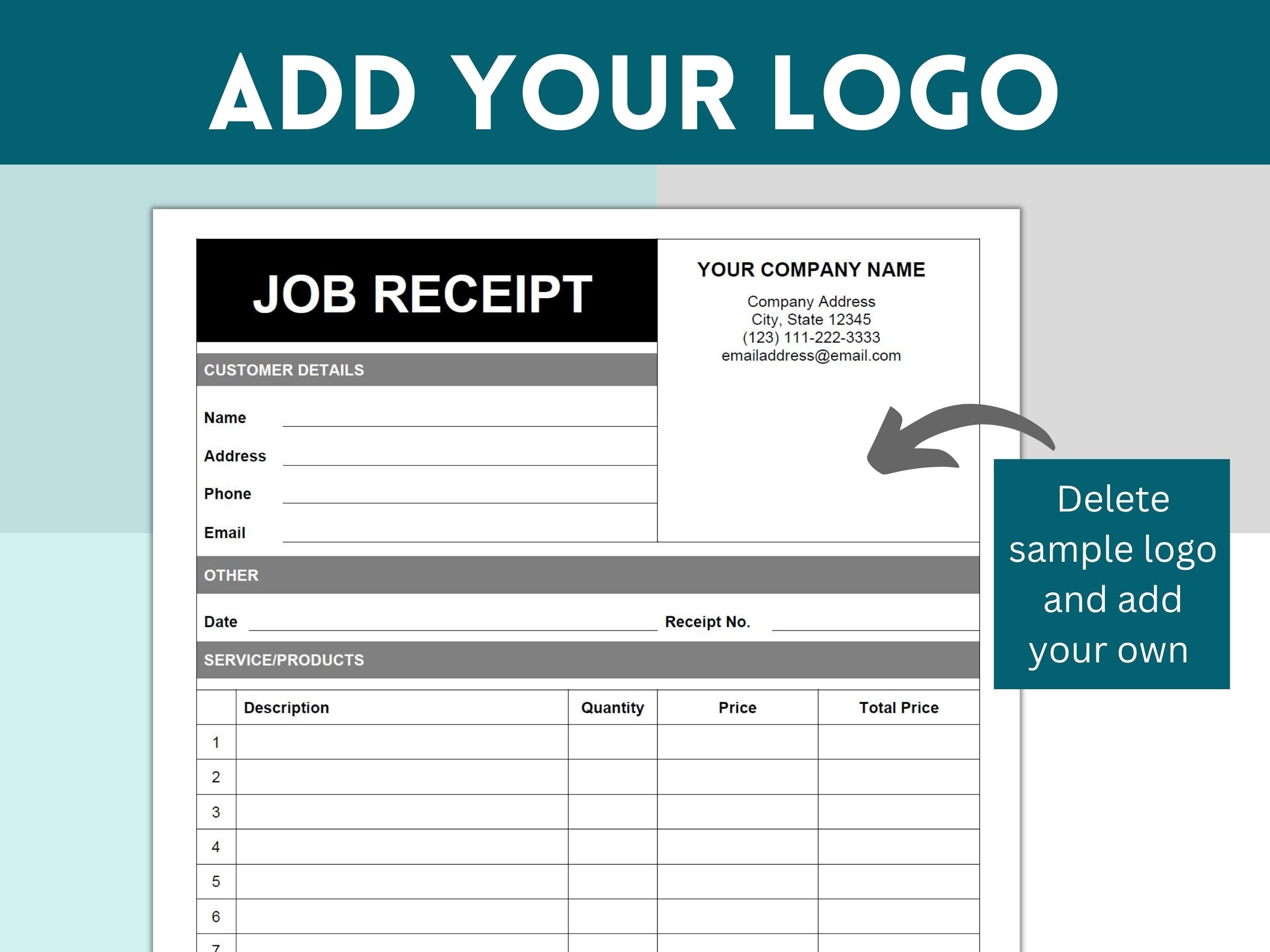 Business Receipt, Customer Receipt, Small Business Template, Receipt ...