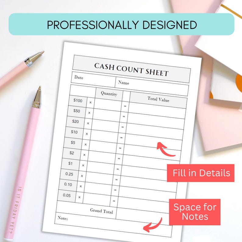 Cash Breakdown, Count Sheet, Cash Breakdown Slip PDF, Cash Withdrawal ...