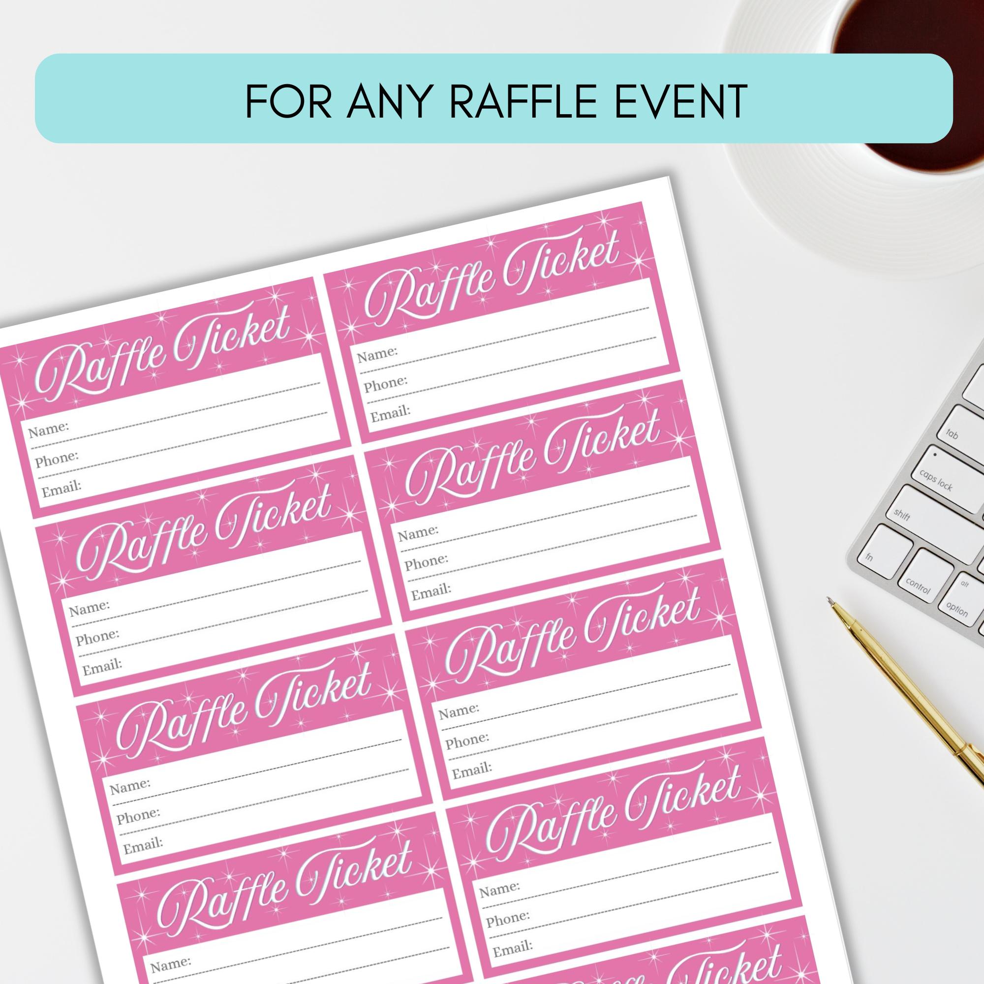 Printable Pink Raffle Ticket, Enter to Win Ticket Template, Raffle Card ...