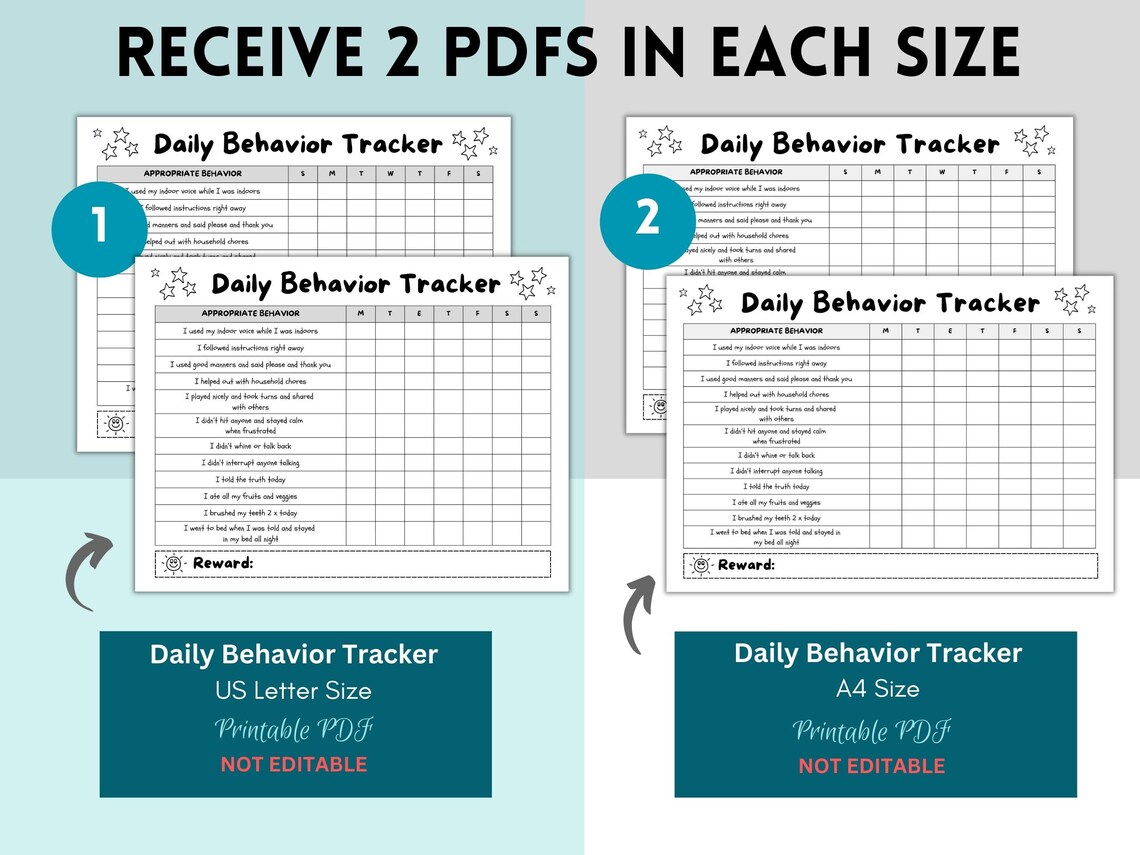 Daily Behavior Chart for Kids Printable, Good Behavior Tracking ...