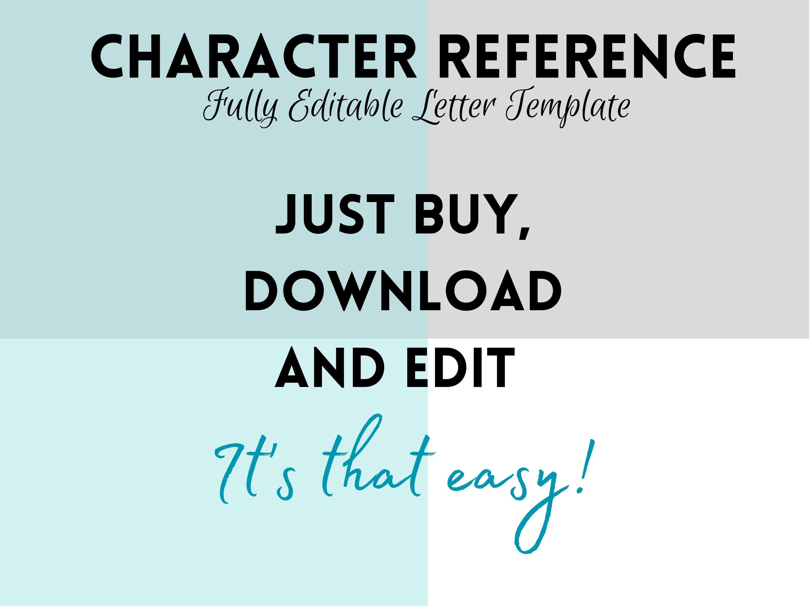 Professional Character Reference Letter Template, Microsoft Word ...
