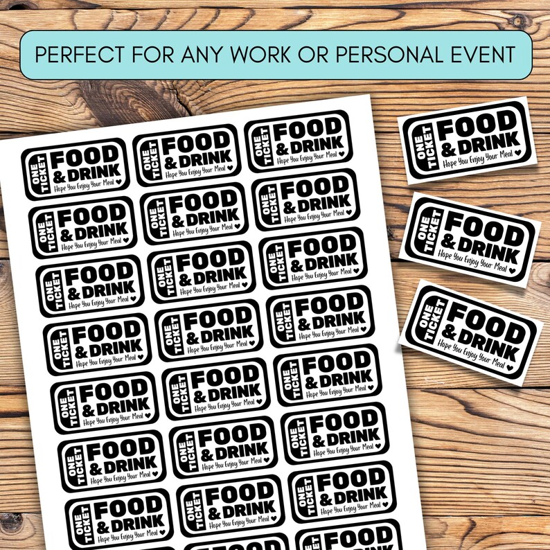 Food and Drink Tickets, Printable Party Drink Food Voucher Template ...