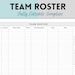 Team Roster, Sports Roster Printable, Soccer Team Roster, Softball ...