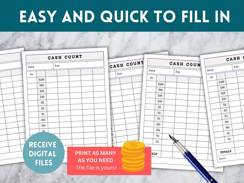 Cash Breakdown Count Sheet, Cash Breakdown Slip, Cash Withdrawal Slip ...