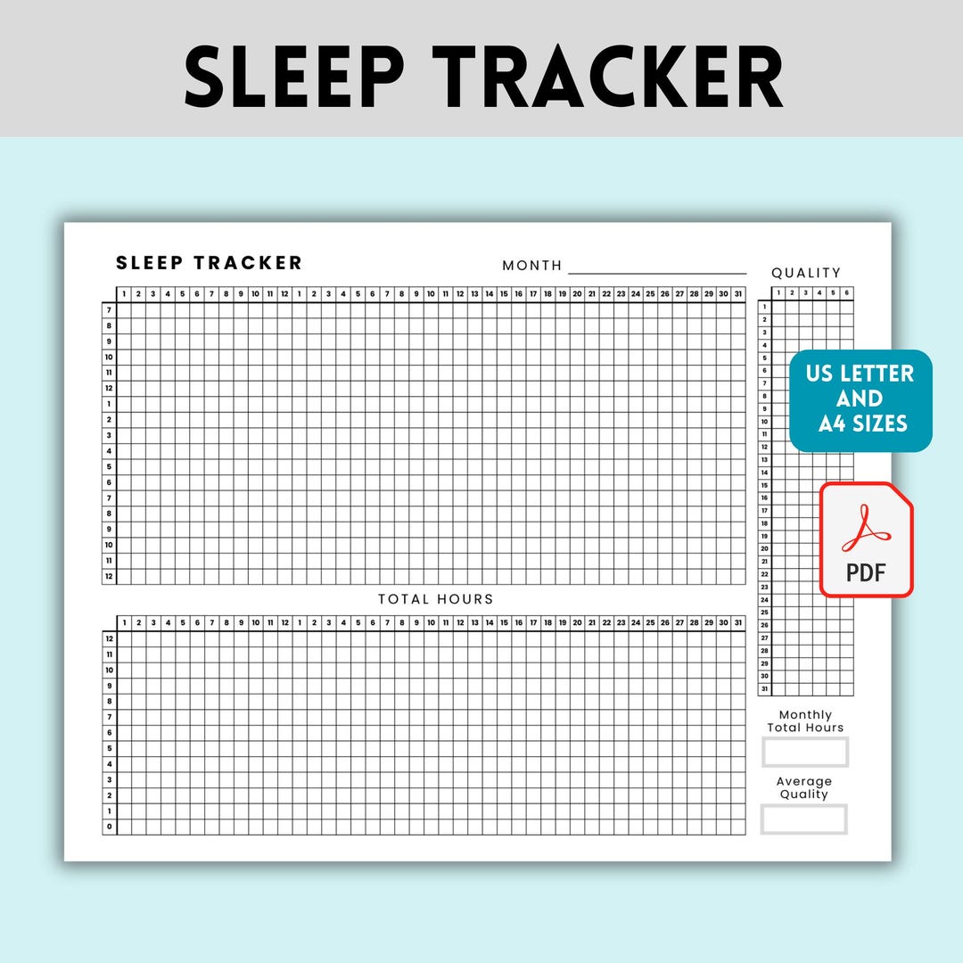 Sleep Journal Printable, Sleep Log, Sleep Planner, Sleep Chart, Monthly ...