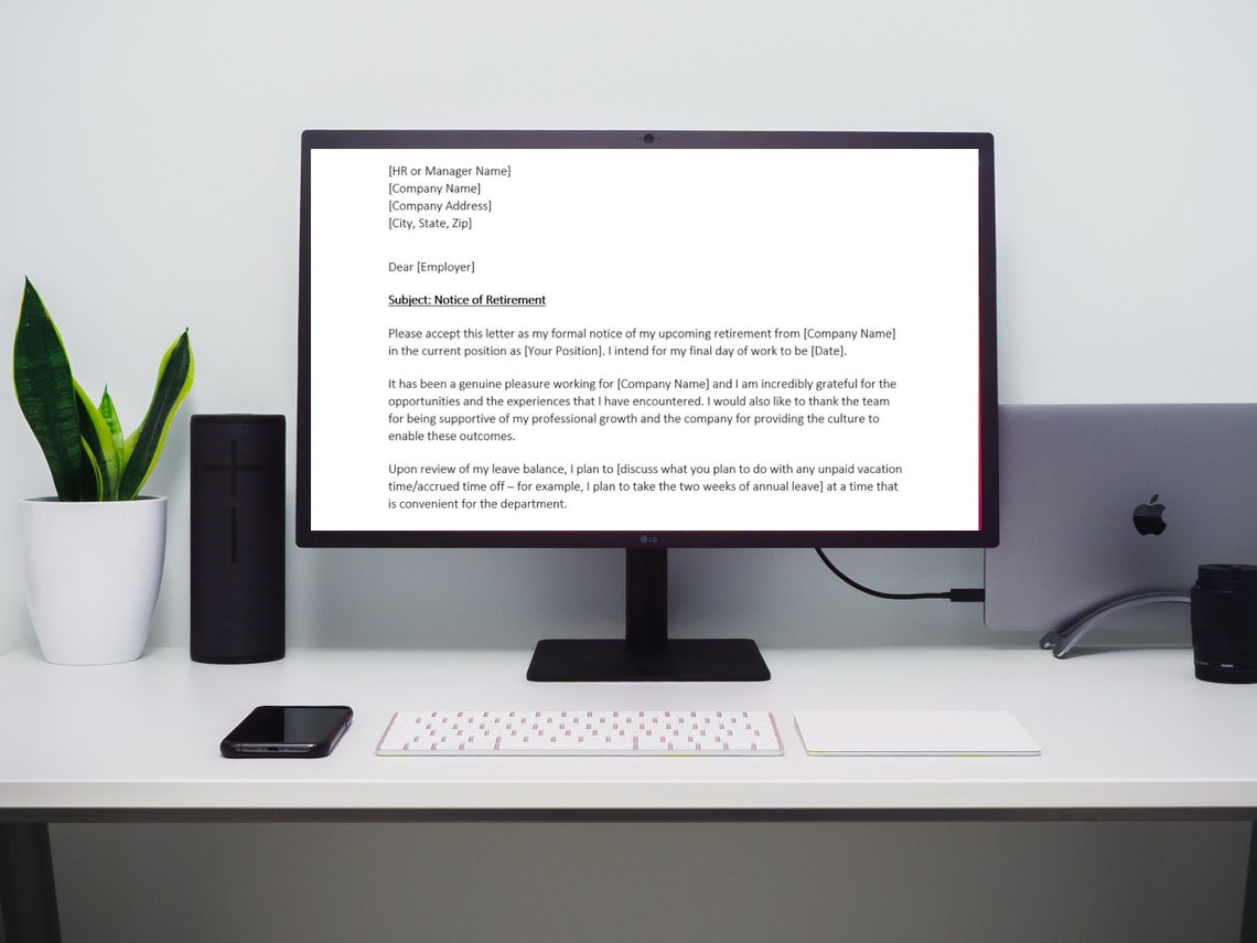 Professional Retirement Letter, Retirement Notice, Retirement Template ...