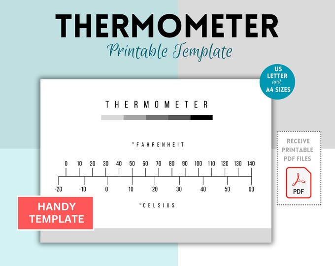 Thermometer Printable, Temperature Conversion Chart, Fahrenheit Table ...