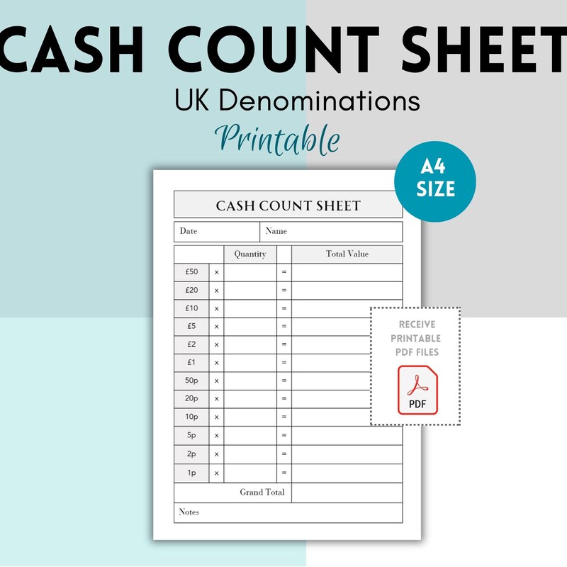 Cash Drawer Count Sheet - Etsy