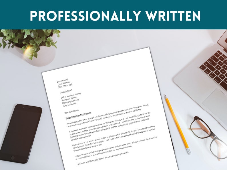 Professional Retirement Letter, Retirement Notice, Retirement Template ...