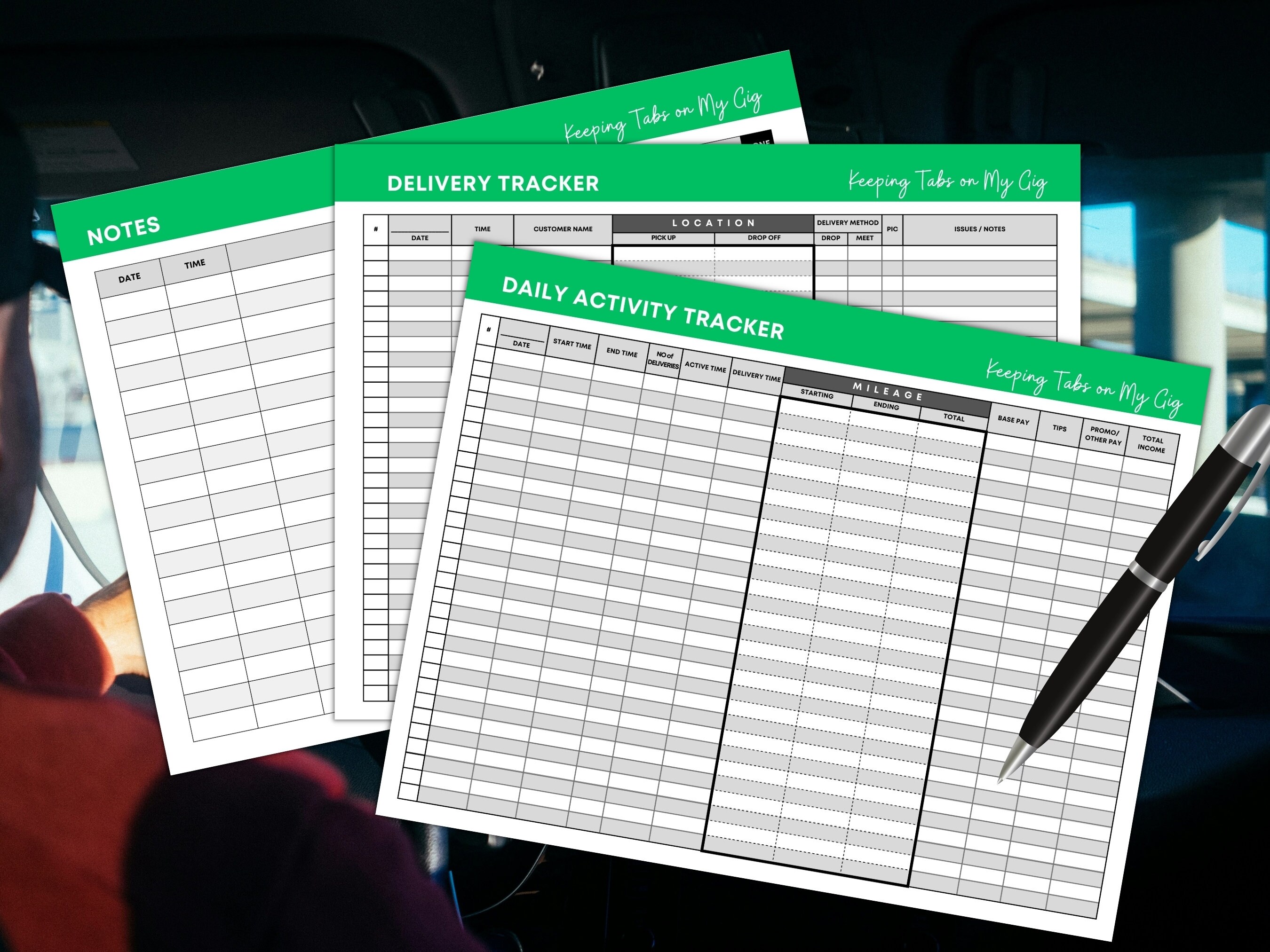 Food Delivery Tracker, Mileage Tracker, Door Dash, Log Book Planner ...