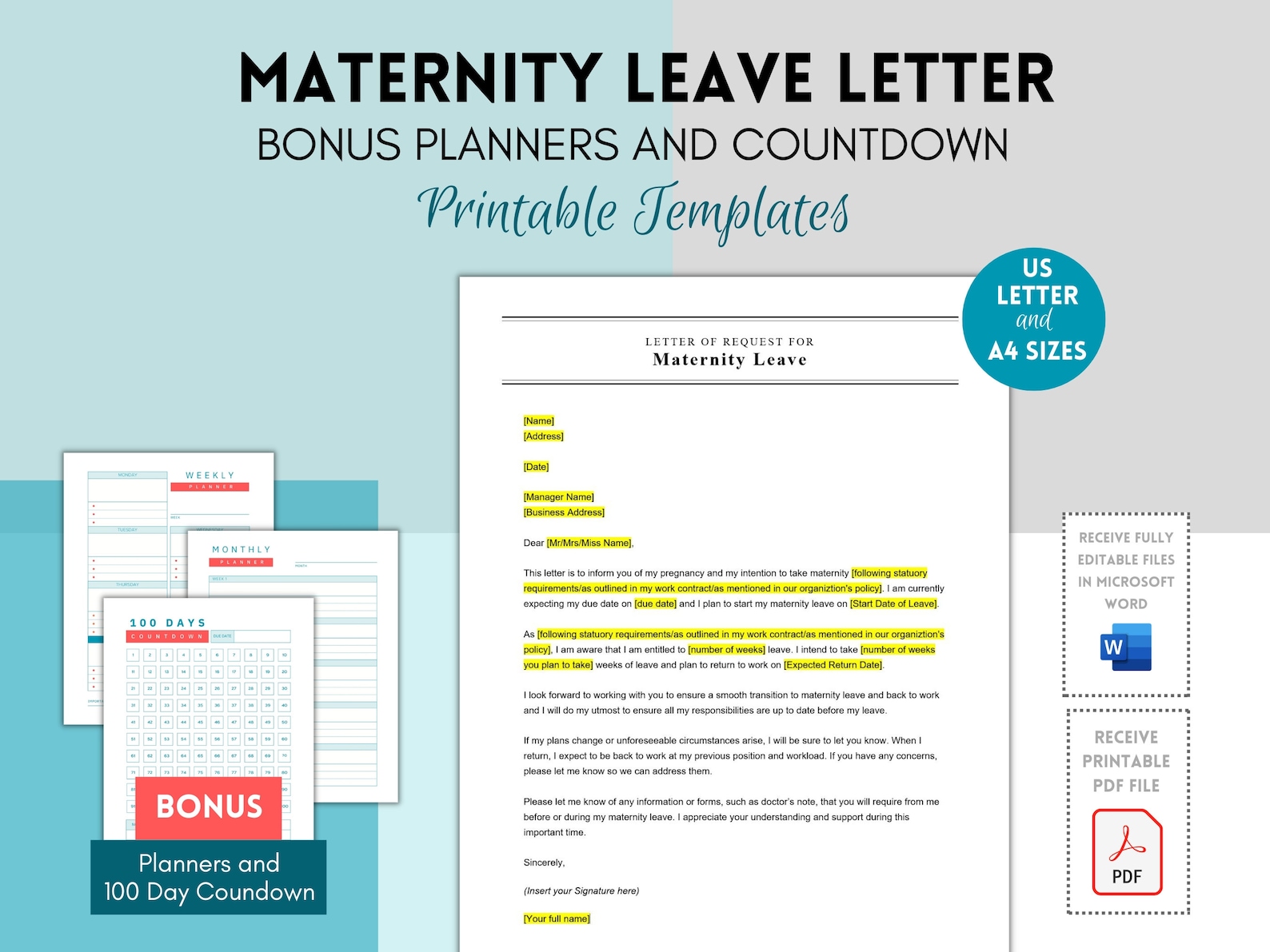 Maternity Leave Work Letter Template, Parental Leave, Maternity Leave ...