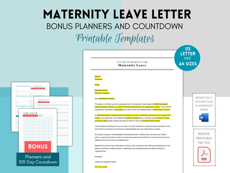 Maternity Leave Work Letter Template, Parental Leave, Maternity Leave ...