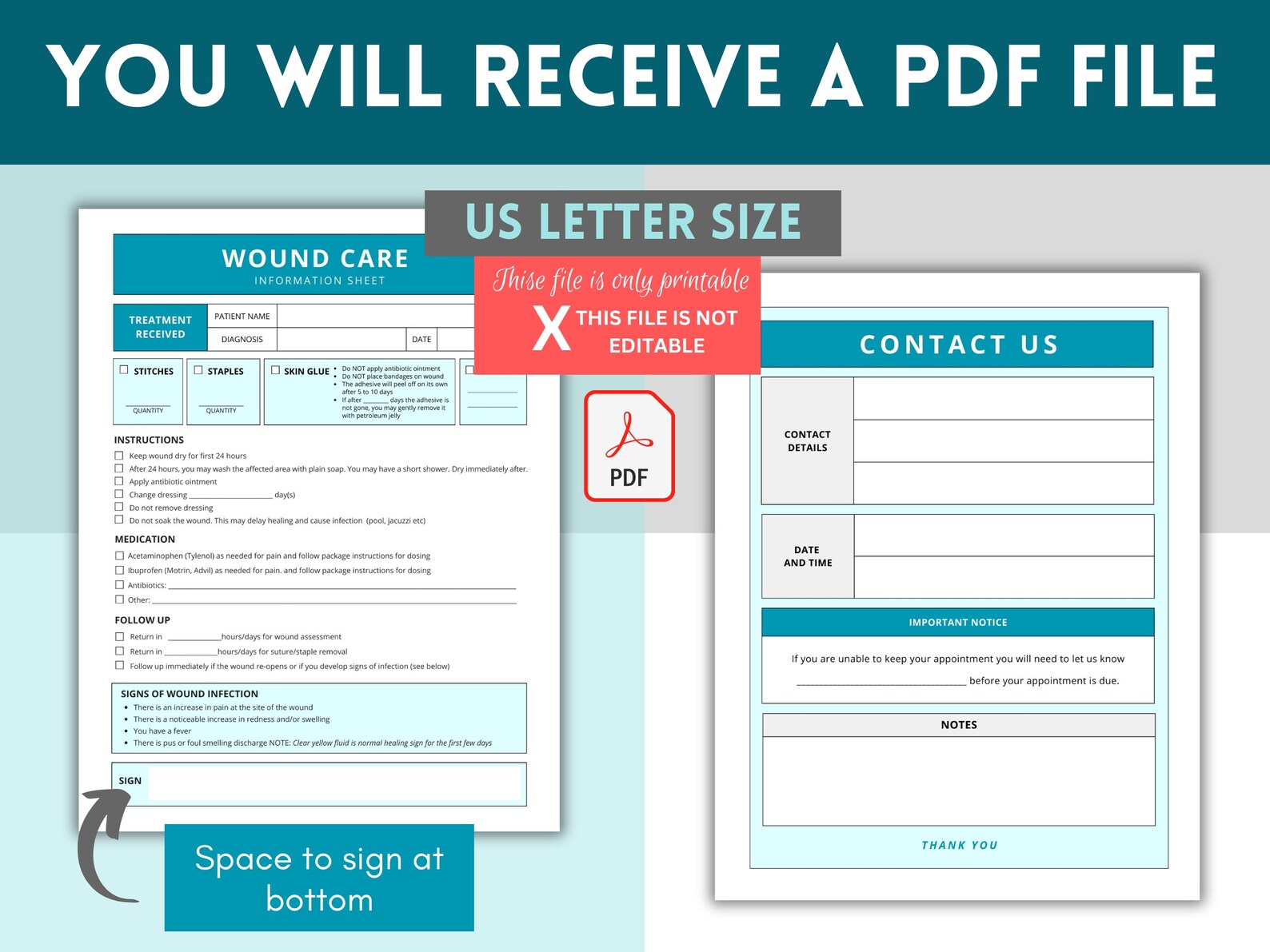 Wound Care Patient Information Sheet, Doctors Notes, Wound After Care ...