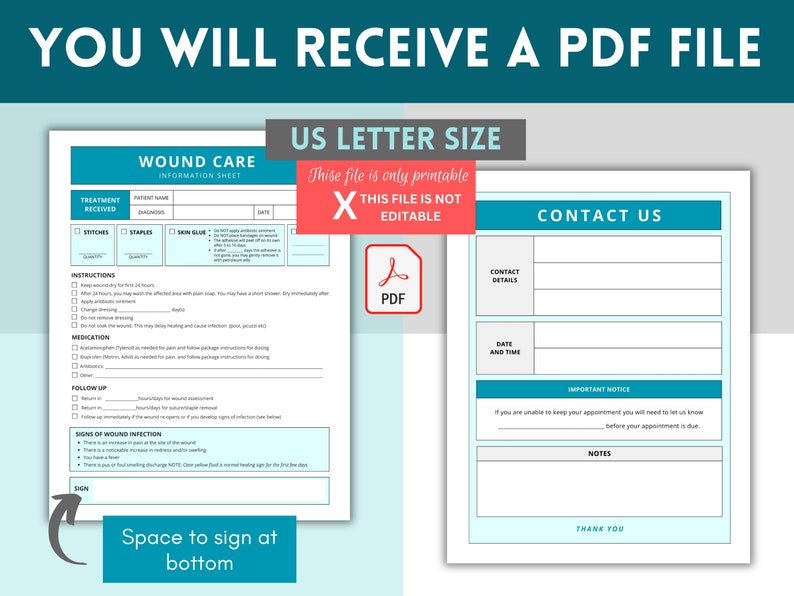 Wound Care Patient Information Sheet, Doctors Notes, Wound After Care ...
