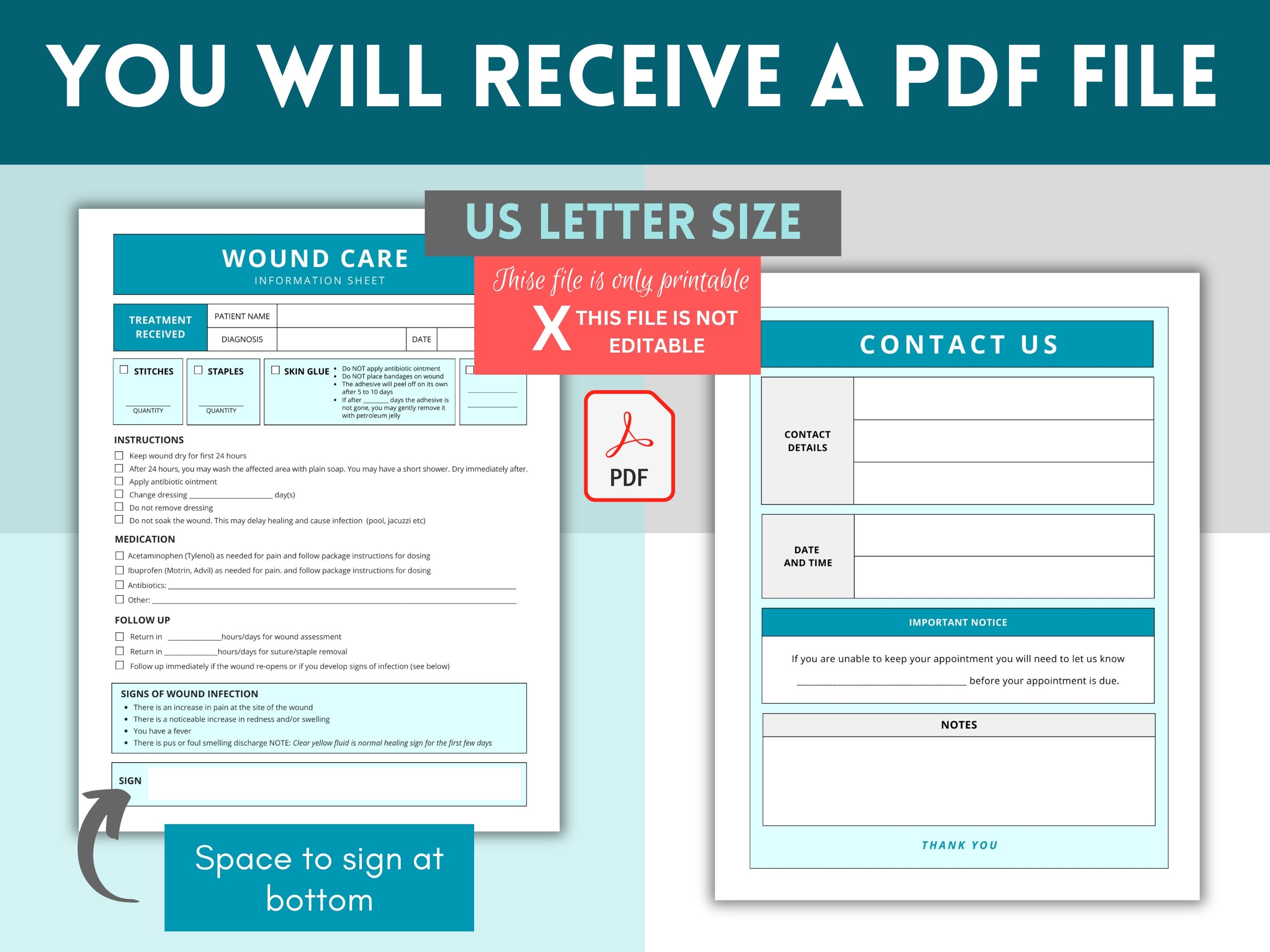 Wound Care Patient Information Sheet, Doctors Notes, Wound After Care ...