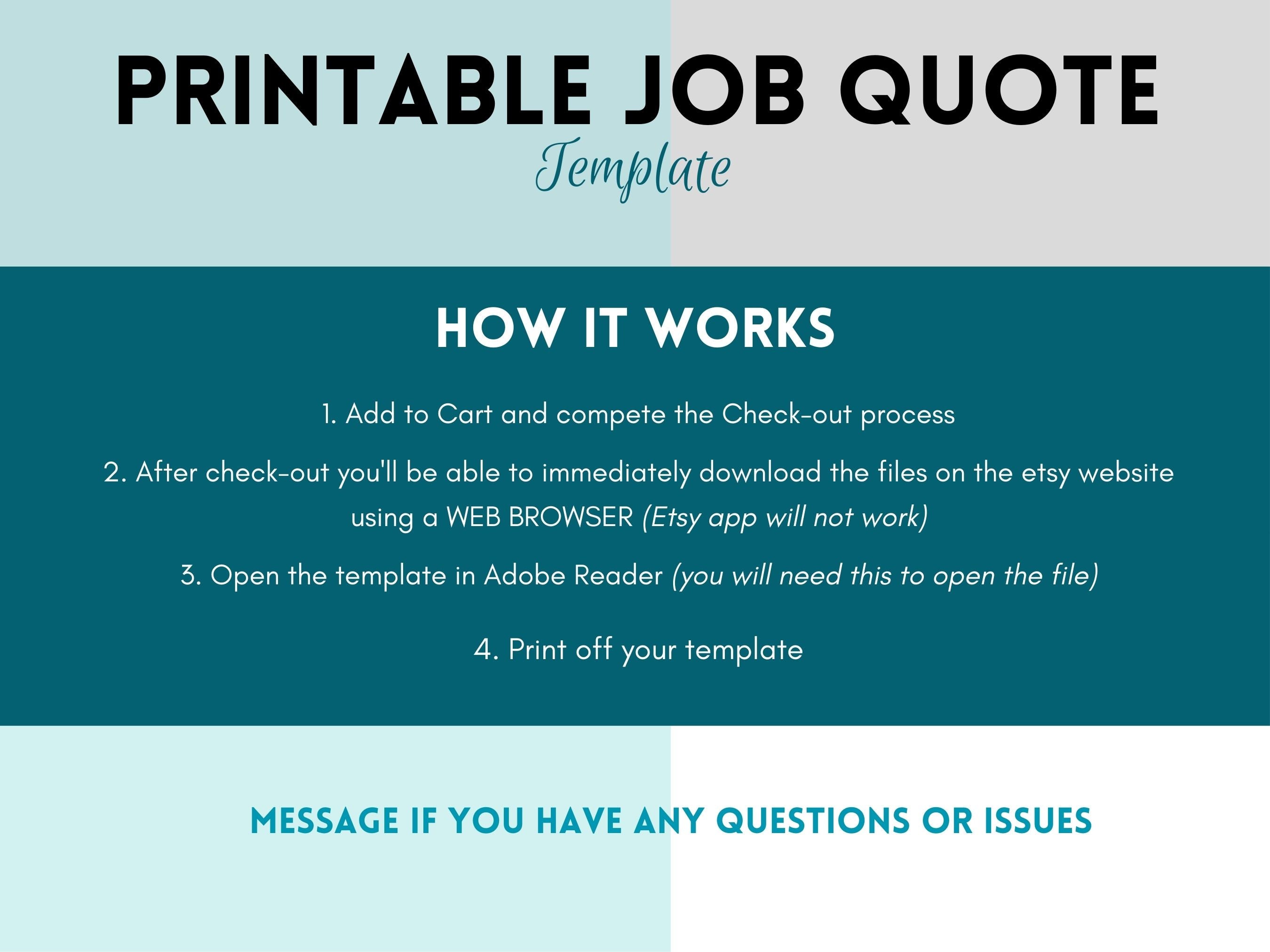 Printable Quote Template, Quote Form, Job Proposal Template ...